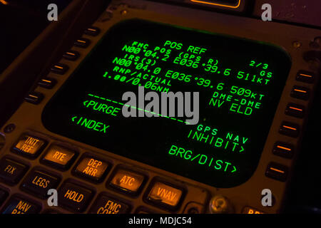 Boeing 747-8 flight deck. Most flight information is displayed on ...
