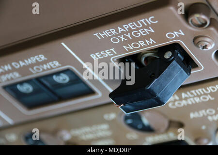 Overhead Panel in a Flight Deck of a Boeing 747-400 in flight Stock ...