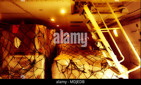 Main Deck on a Boeing 747-800 Freighter, showing the cargo loading ...
