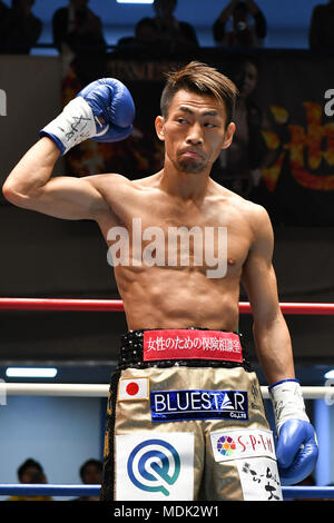 Tokyo, Japan. 4th Apr, 2018. (L-R) Kazutoshi Yoshida (Referee), Mark John Yap (PHI) Boxing ...