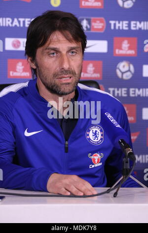 Cobham, Surrey, UK April 20th, 2018 Antonio Conte, Chelsea Football ...