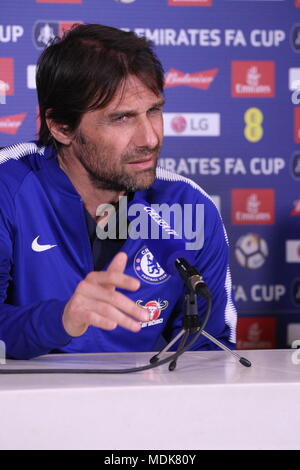 Cobham, Surrey, UK April 20th, 2018 Antonio Conte, Chelsea Football ...