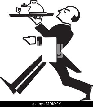 Butler - Retro Clipart Illustration Stock Vector Image & Art - Alamy