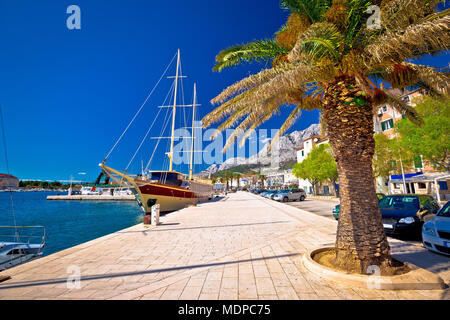Makarska palm waterfront colorful view Stock Photo - Alamy