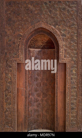 Fatimid era style wooden sculpted panel decorated with floral and ...