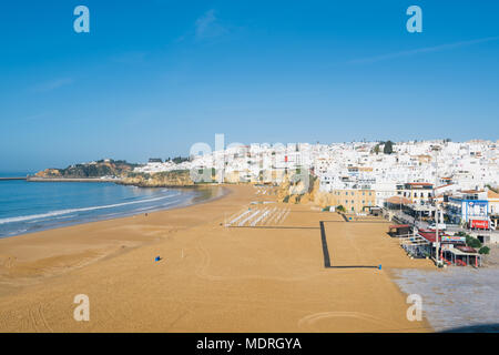 Albufeira, Portugal - April 16: Panoramic, night view of the Old Town ...