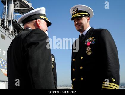Capt. Michael Crary, outgoing commodore, Amphibious Squadron 5 (CPR 5 ...