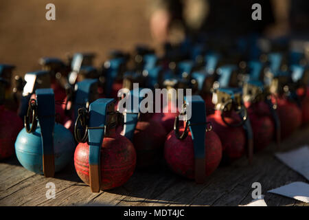 M69 practice hand grenades are staged, ready to be issued to Echo Co ...