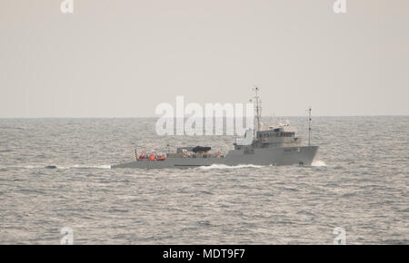 The training support vessel Hugo (TSV 2) steams in the Atlantic Ocean ...