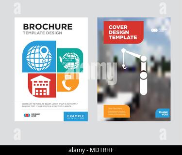 Talking by phone auricular brochure flyer design template with abstract ...