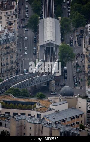 Paris, above ground metro, Boulevard Garibaldi, aerial view of Paris ...