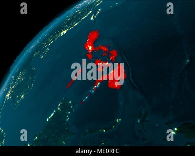 Night map of Philippines as seen from space on planet Earth. 3D ...