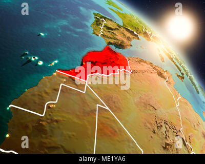 Morocco from space on planet Earth at night with visible country ...