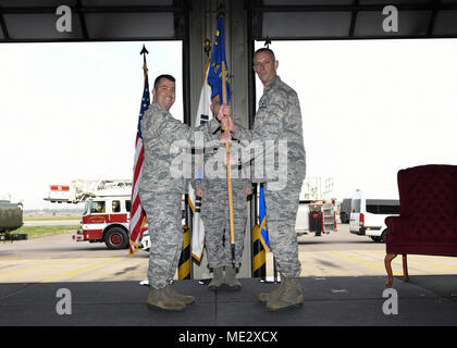 Col. Kevin Mantovani, 51st Mission Support Group commander, left ...