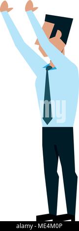 businessman funny with hands up character icon vector illustration ...