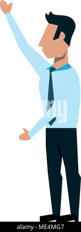 businessman funny with hands up character icon vector illustration ...
