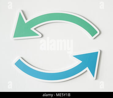 Reload two arrows icon. Internet button on green background Stock Photo ...