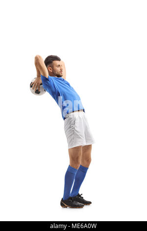 Footballer throwing in Stock Photo - Alamy