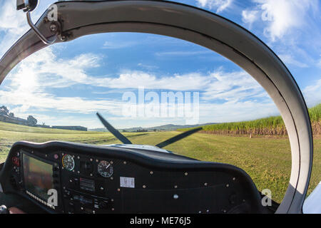 inside a small single engine plane looking at the instruments or ...