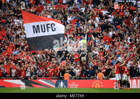 Manchester United fans celebrating during the UEFA Europa League ...