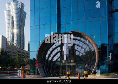 Qatar Financial Center Building Doha Middle East Exterior at night ...