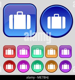 Suitcase icon sign. A set of twelve vintage buttons for your design ...