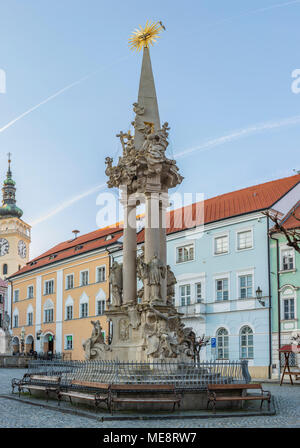 Main square with Trinity Column, Mikulov, Jihomoravský kraj, Czech ...