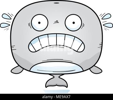 A cartoon illustration of a whale looking scared Stock Vector Image ...