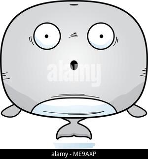 A cartoon illustration of a whale looking scared Stock Vector Image ...