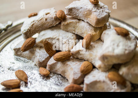 Kavala Cookies with Almonds in silver tray Stock Photo - Alamy