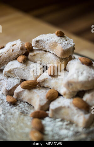 Kavala Cookies with Almonds in silver tray Stock Photo - Alamy