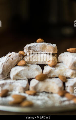 Kavala Cookies with Almonds in silver tray Stock Photo - Alamy