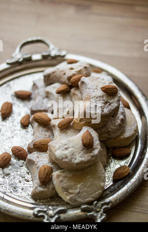 Kavala Cookies with Almonds in silver tray Stock Photo - Alamy