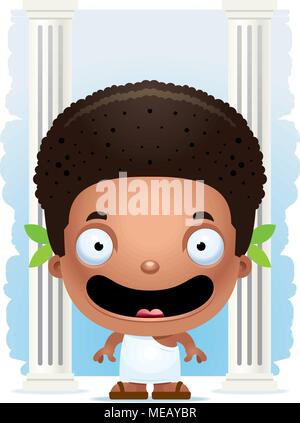 A cartoon illustration of a Greek boy standing and smiling Stock Vector ...