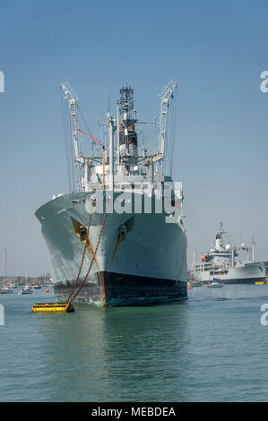 RFA Gold Rover & Black Rover moored in Portsmouth harbour after being ...