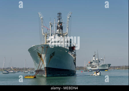 RFA Gold Rover & Black Rover moored in Portsmouth harbour after being ...