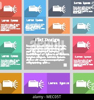 flashlight icon sign. Set of multicolored modern labels for your design ...