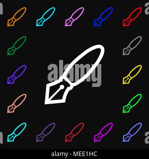 Pen icon sign. Lots of colorful symbols for your design. Vector ...