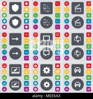 Laptop gear and bubble design, Digital technology communication social ...