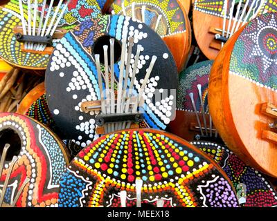 African wooden art souvenir sold on open air market FEIMA in Maputo ...