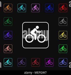Cyclist icon sign. Lots of colorful symbols for your design. Vector ...