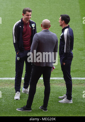 Burnley's (left-right) James Tarkowski, Matthew Lowton and Sam Vokes ...