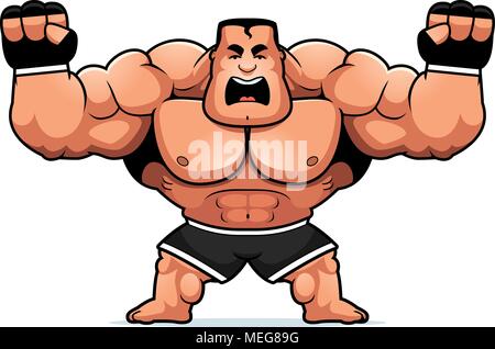 A cartoon illustration of an MMA fighter looking angry Stock Vector ...