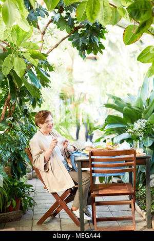 Morning Breakfast In Green Garden With French Croissant, Coffee Cup ...