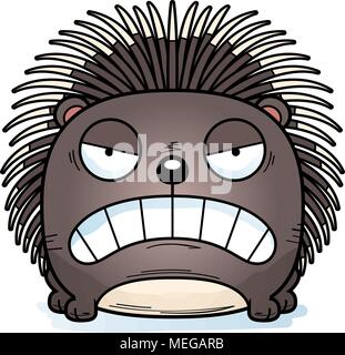 A cartoon illustration of a porcupine with an angry expression Stock ...