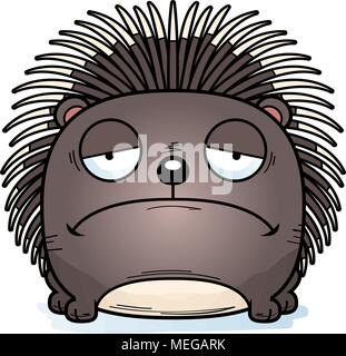 A cartoon illustration of a porcupine with a sad expression Stock ...