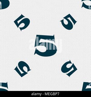 number five icon sign. Seamless abstract background with geometric ...