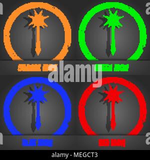 Blue monster with green arrow, illustration, vector on white background ...