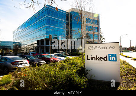 Sunnyvale, CA, USA - Feb. 1, 2018: Building of a LinkedIn Corporation ...