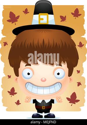 A cartoon illustration of a boy pilgrim standing and smiling Stock ...